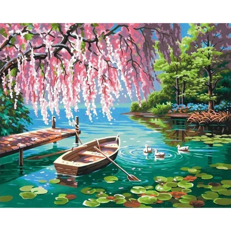 Boat In The Lake Paint by Numbers Kit