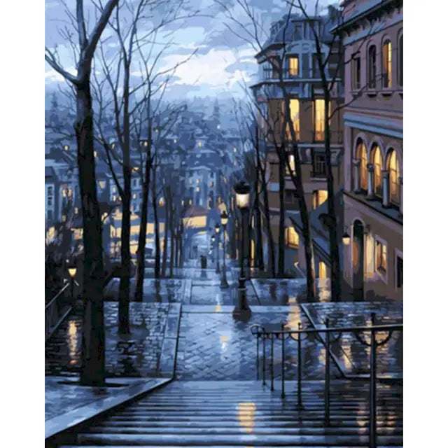 Staircase In City Paint by Numbers Kit