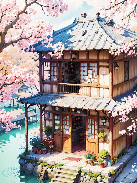 Traditional Japanese House Paint by Numbers Kit