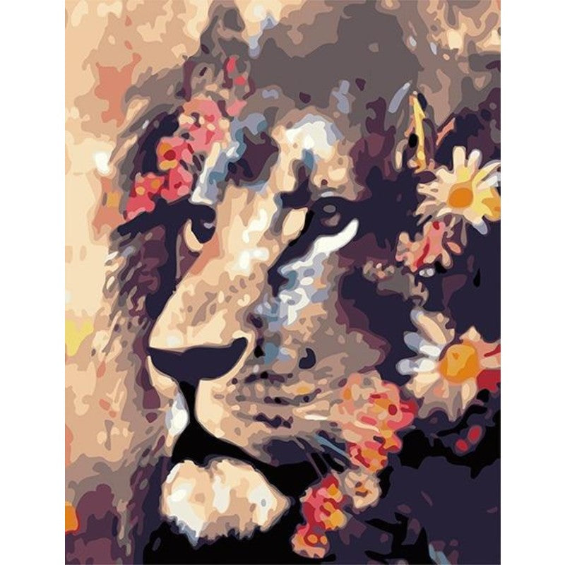 Paint By Numbers Lion Flowers Kit