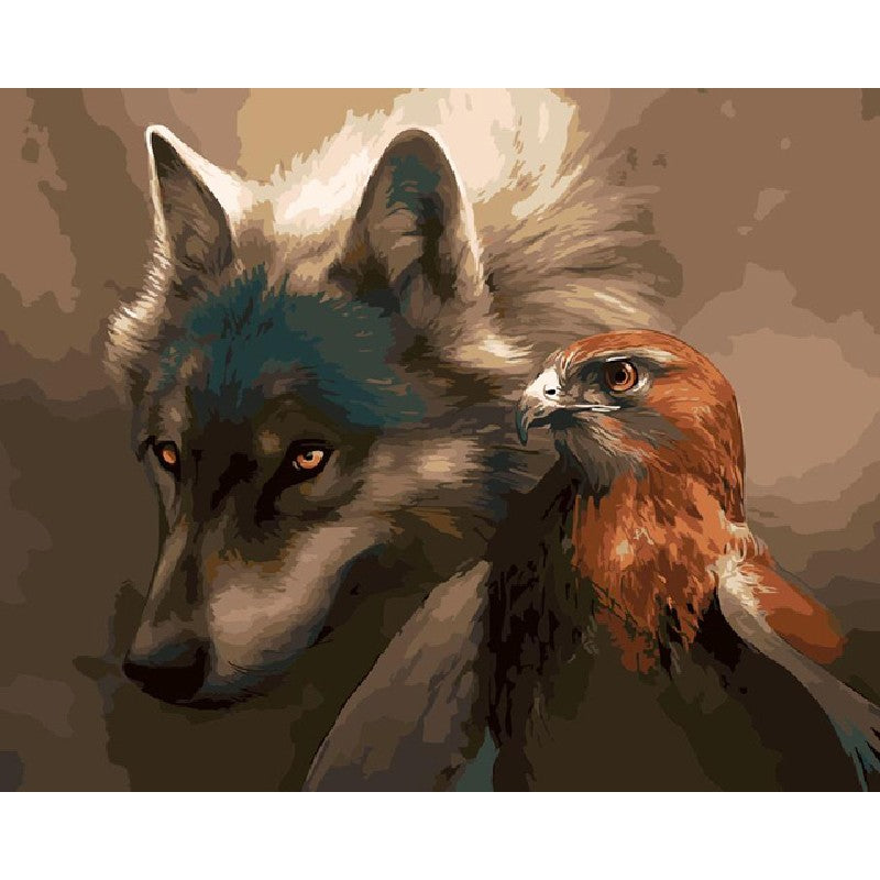 Paint By Numbers Wolf And Raptor Kit