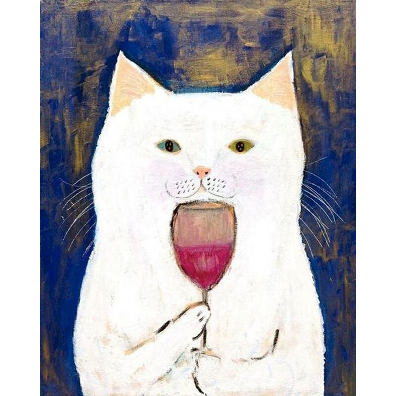 Paint By Numbers Cat And Wine Kit
