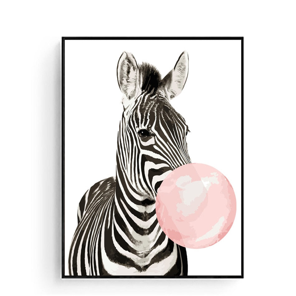 Zebra Bubble Gum Paint By Numbers Kit